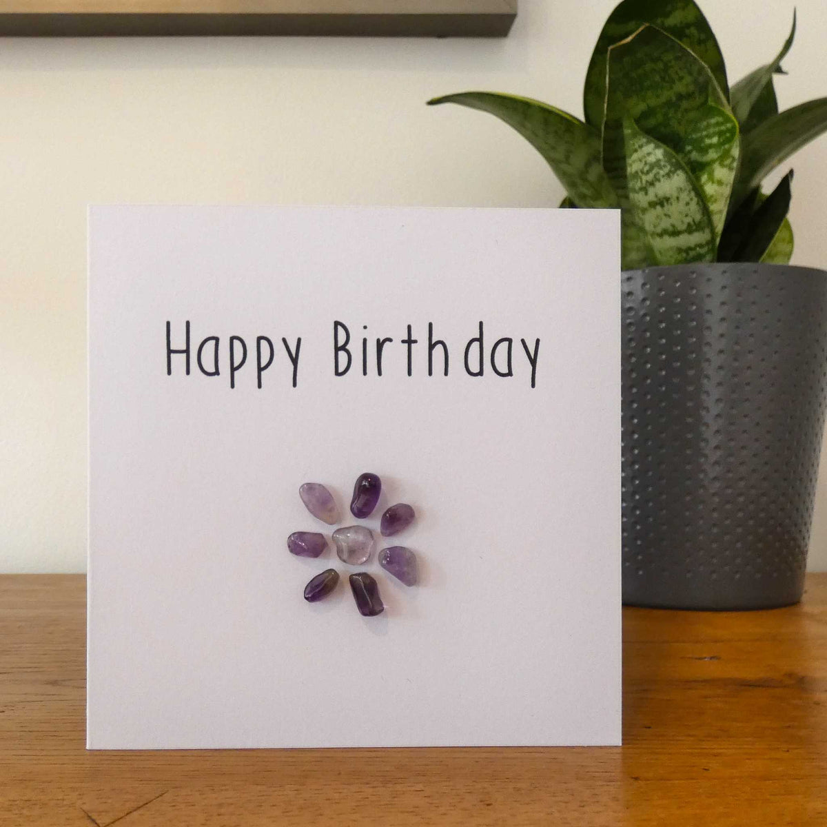 Amethyst Happy Birthday Crystal Card – Peaceful Sense