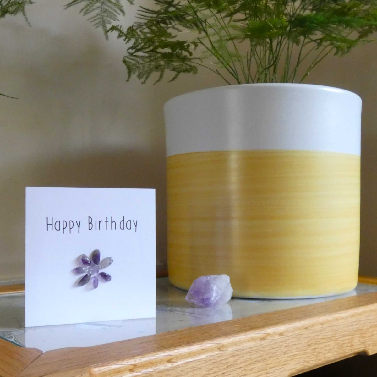 Amethyst Happy Birthday Crystal Card – Peaceful Sense
